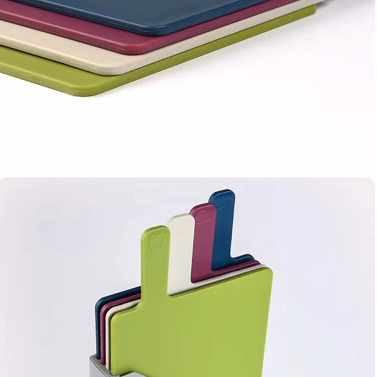 LYZOLICS Plastic Cutting Boards for Kitchen, Cutting Board Set with Storage Stand Sorting Icons, Can be Used to Cut Fruits, Vegetables, Meat, Seafood and More - 4 Pack Cutting Boards