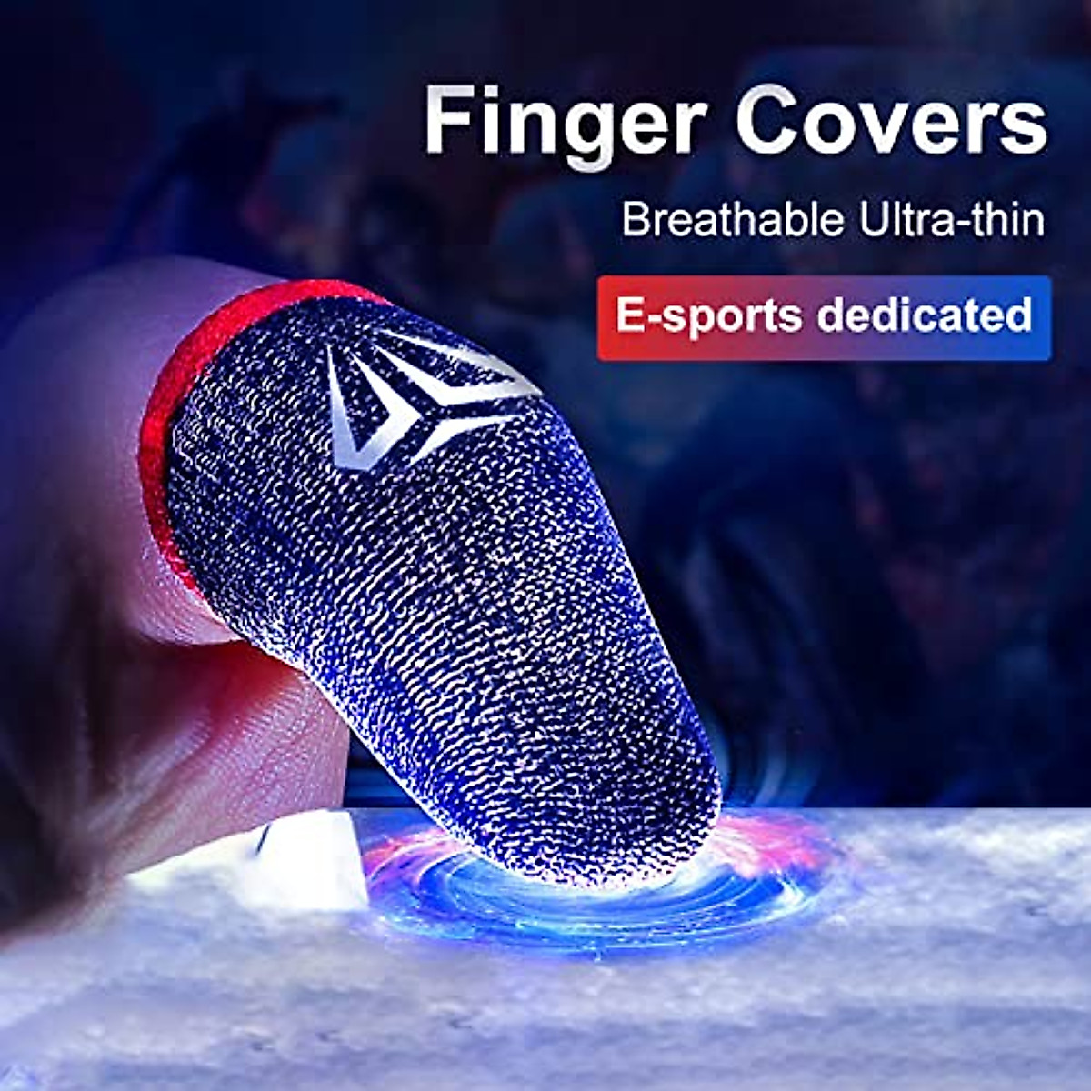 Gaweb Gaming Finger Covers Sweat Proof Breathable 0.98MM Thin Mobile Game Controller Fingertips Sleeves Thumb Gloves Blue A