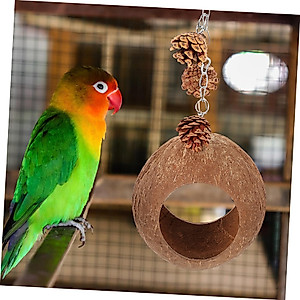 OATIPHO Coconut Shell Swing Bird Nest Parrot Sleeping Bed Bird Nesting Box Toy