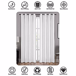 ZHAOFENG White Velvet Curtains 84 inches with Grommet, Blackout Soft Luxury Thick Sunlight Dimming Heat Insulated Privacy Protect Velour Drapes for Living and Dining Room, 2 Panels, W52 x L84 Inches