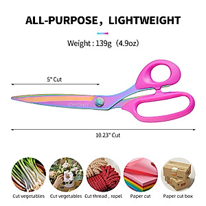 Fabric Scissors Stainless Steel Multi-Purpose Scissors with Professional Titanium Coating forfor cutting clothes Leather Sewing Home and Office, 10 in.
