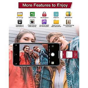 Sunany Flash Drive 128GB, USB Memory Stick External Storage Thumb Drive Compatible for Phone, Pad, Android, PC and More Devices (Red)