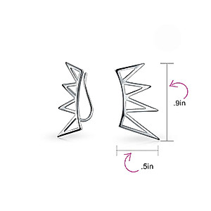 Boho Trendy Minimalist Geometric Pyramid Spike Triangles Crawlers Ear Pin Warp Climbers Earrings For Women Teen .925 Sterling Silver