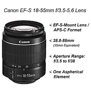Canon EOS Rebel T7 Digital SLR Camera with EF-S 18-55mm Zoom Lens + SanDisk 128GB Memory Card + Tripod + Case + Wideangle Lenses + ZeeTech Accessory Bundle (20pc Bundle) (Renewed)