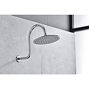 Anpean 13 Inch High Rise S Shape Shower Arm and Flange, Shower Head Extension Arm, Polished Chrome