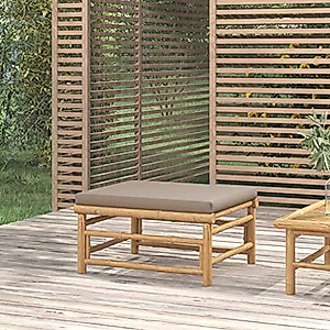 Patio Footstool with Taupe Cushion Bamboo The Ultimate Patio Experience Embrace The Outdoor Luxury