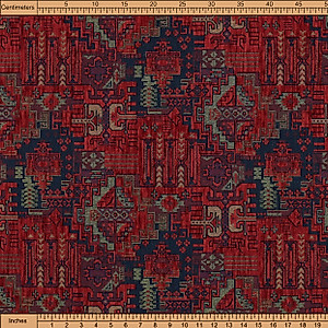 Kilim Pattern Upholstery Fabric Kilim Bohemian Boho Tapestry Tribal Southwestern Turkish Persian Moroccan Mexican Ethnic Fabric by The Yard Meter (1)