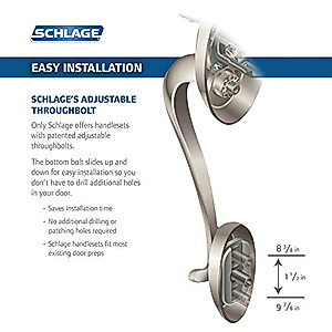 Schlage FE365-CAM-ACC-LH Left Handed Camelot Electronic Handleset with Accent Le, Satin Nickel