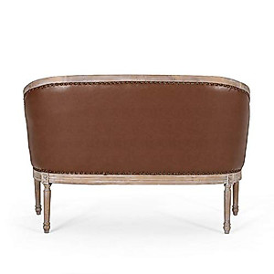 Christopher Knight Home Faye Tufted Upholstered Loveseat - Cognac Brown/Antique
