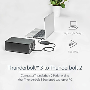 StarTech.com Thunderbolt 3 to Thunderbolt 2 Adapter (Non-Reversible) - TB3 Laptop to TB2 (20Gbps) or TB1 (10Gbps) Devices / Displays - Black - Windows/Mac (TBT3TBTADAP)