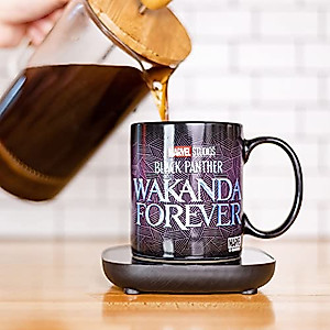 Uncanny Brands Black Panther Wakanda Forever Mug Warmer with Mug – Keeps Your Favorite Beverage Warm - Auto Shut On/Off