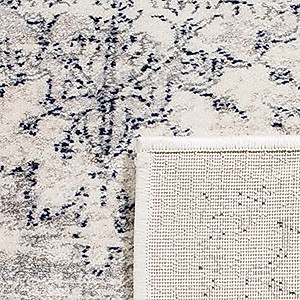 SAFAVIEH Carnegie Collection 6'7" x 9'2" Light Grey/Cream CNG626A Vintage Distressed Non-Shedding Living Room Bedroom Dining Home Office Area Rug