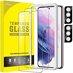 JETech Screen Protector for Samsung Galaxy S21 6.2-Inch with Camera Lens Protector, Easy Installation Tool, Tempered Glass Film, HD Clear, 2-Pack Each