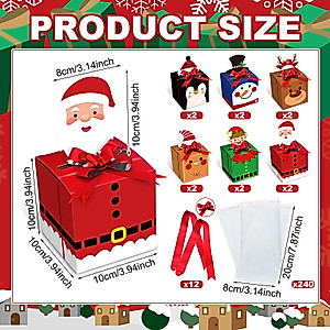 Cholemy 12 Pcs Christmas Money Box for Cash Gift Christmas Money Holder Merry Christmas Money Pull Box Snowman Elves Elk Gingerbread Penguin with Bows Cash Box for Christmas Holiday Birthday