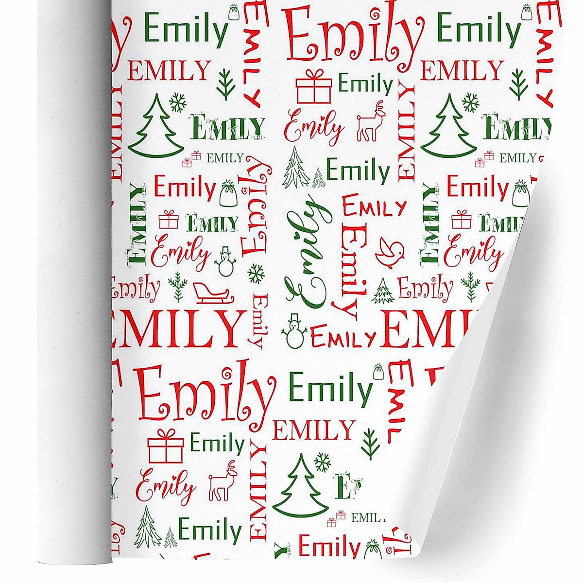 Artsadd Custom Christmas Wrapping Paper Rolls with Name Xmas Personalized Birthday Gift Wrapping Paper for Kids Men Women 58"x 23"