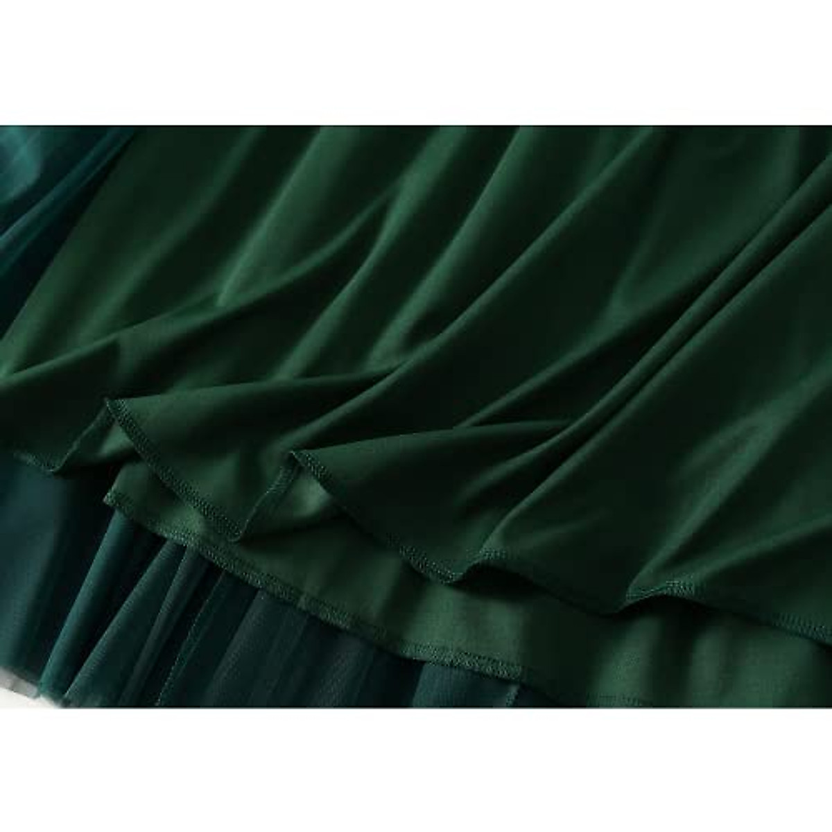 Daysskk Green Tulle Skirt for Women Midi Length Pleated Skirts for Women Long Length Womens Flowy Skirts Mesh Skirts Women's Skirt A-Line 33"