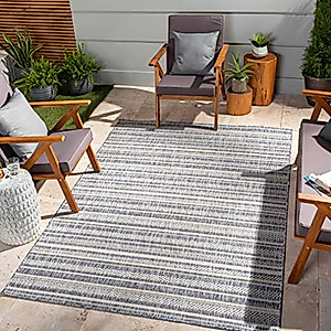 Hauteloom Emirgazi Hallway, Kitchen Patio Outdoor Runner Rug - Global - Blue, Gray - 2'7" x 12'
