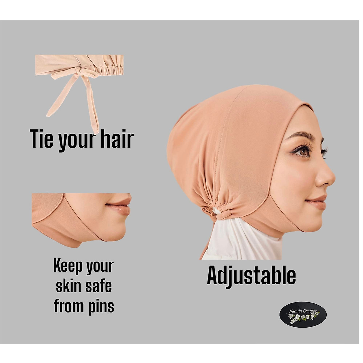 Solid color 3- pack full cover inner hijab cap. Under scarf cap for Muslim women. Coffee, black and blue color inner hijab cap…