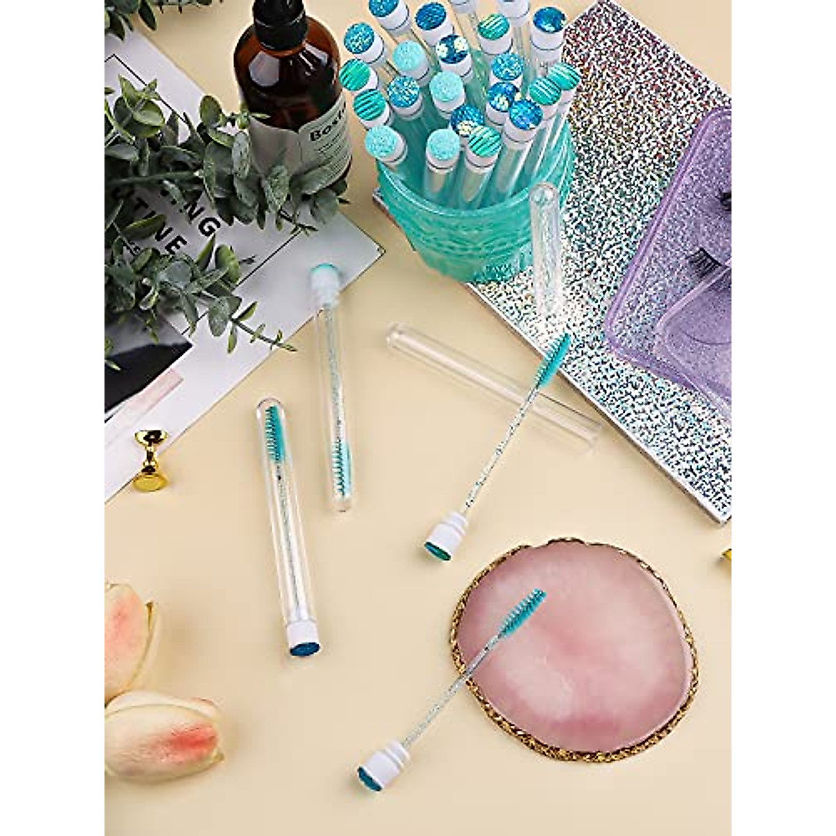 80 Pcs Mascara Wand Tube Set 40Pcs Empty Mascara Wand Tube 40Pcs Eyelash Brush Mascara Brushes for Women Girls Makeup