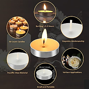 50 Set Funeral Favors Memorial Tealight Candles Unscented Candles Memorial Candles with Bowknots Funeral Ribbons and Organza Bags for Guest Condolence Bereavement Funeral Decor, Black and White