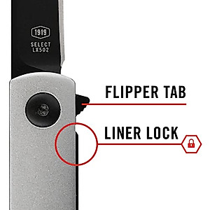 Coast Founder's Collection SELECT LX502, Gentleman's EDC Folding Pocketknife, Tanto Blade, Flipper Tab, Liner Lock, Two Position Pocket Clip, Black 9Cr18Mov Stainless-Steel, Silver