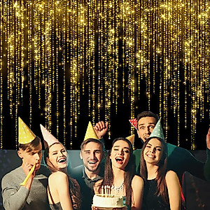 ASOONYUM 84"x60" Gold Glitter Backdrop Golden Black Birthday Party Background for Photography Women Men GIirl Sweet 16th 18th 40th Baby Shower Happy Birthday Banner Kids Portraits Photo Props