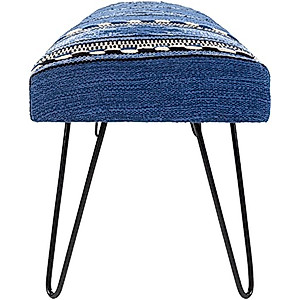Artistic Weavers Questa Southwestern Hairpin Upholstered Bench, 18" x 48" x 16", Blue