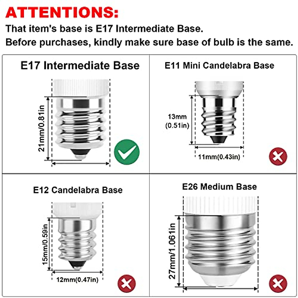 E17 Led Bulb Microwave Oven Light, Over Stove Appliance Replacement 40W Incandescent for Refrigerator, Range Hood, Dimmable, 120V 5W 450LM Daylight White 6000K, E17 Intermediate Base, Pack of 2
