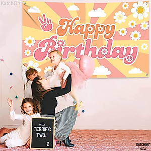 KatchOn, Groovy Birthday Banner - XtraLarge, 72x44 Inch | Groovy Backdrop for Groovy Party Decorations, Groovy Birthday Decorations | Groovy Birthday Party Decorations, Groovy Happy Birthday Banner