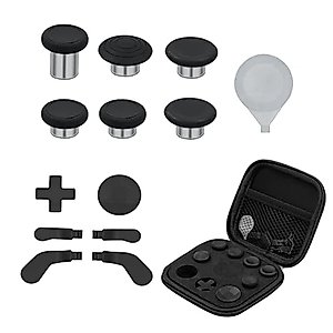 Mcbazel 13 in 1 Metal 6 Swap Thumbsticks Joysticks, 4 Trigger Paddles, 2 D-pads with Adjustment Tool and Carry Case for Xbox One Elite Series 2 Controller - Black