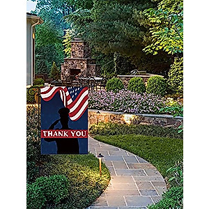 YaoChong Thank You American USA Patriotic Garden Flags Burlap Double Sided,Farmhouse Porch Patio Yard Outdoor Decorative for Veterans Day,Memorial Day,Fourth of July,Independence Day 12.5 x 18 Inch