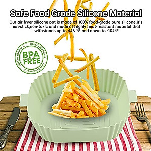 Air Fryer Silicone Liners, Reusable Air Fryer Square Liner, Non-stick Easy Cleaning Air Fryer Silicone Pot 8 Inch for 4 to 7 Qt, Air Fryer Liners for Oven Microwave Accessories(2 Pack)
