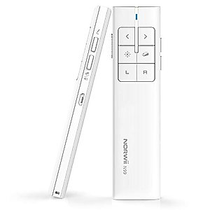 NORWII N99 Wireless Presenter Mouse Pointer, 2.4GHz Presentation Clicker Rechargeable PPT PowerPoint Clicker for Powerpoint Presentation Remote Slide Advancer, Support Hyperlink/Volume/Pause/Mac