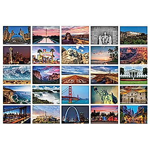Better Office Products 50 Pack Travel Postcards, Famous US Landmarks and Historical Sites, High Gloss Photo Post Cards, 4 x 6 inch, 25 Amazing Photos of National Landmarks