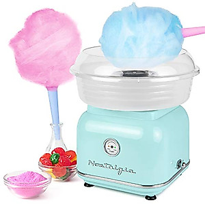 Nostalgia Classic Countertop Cotton Candy Machine, Retro Vintage Candy Maker Includes 2 Reusable Cones & Scoop, Aqua