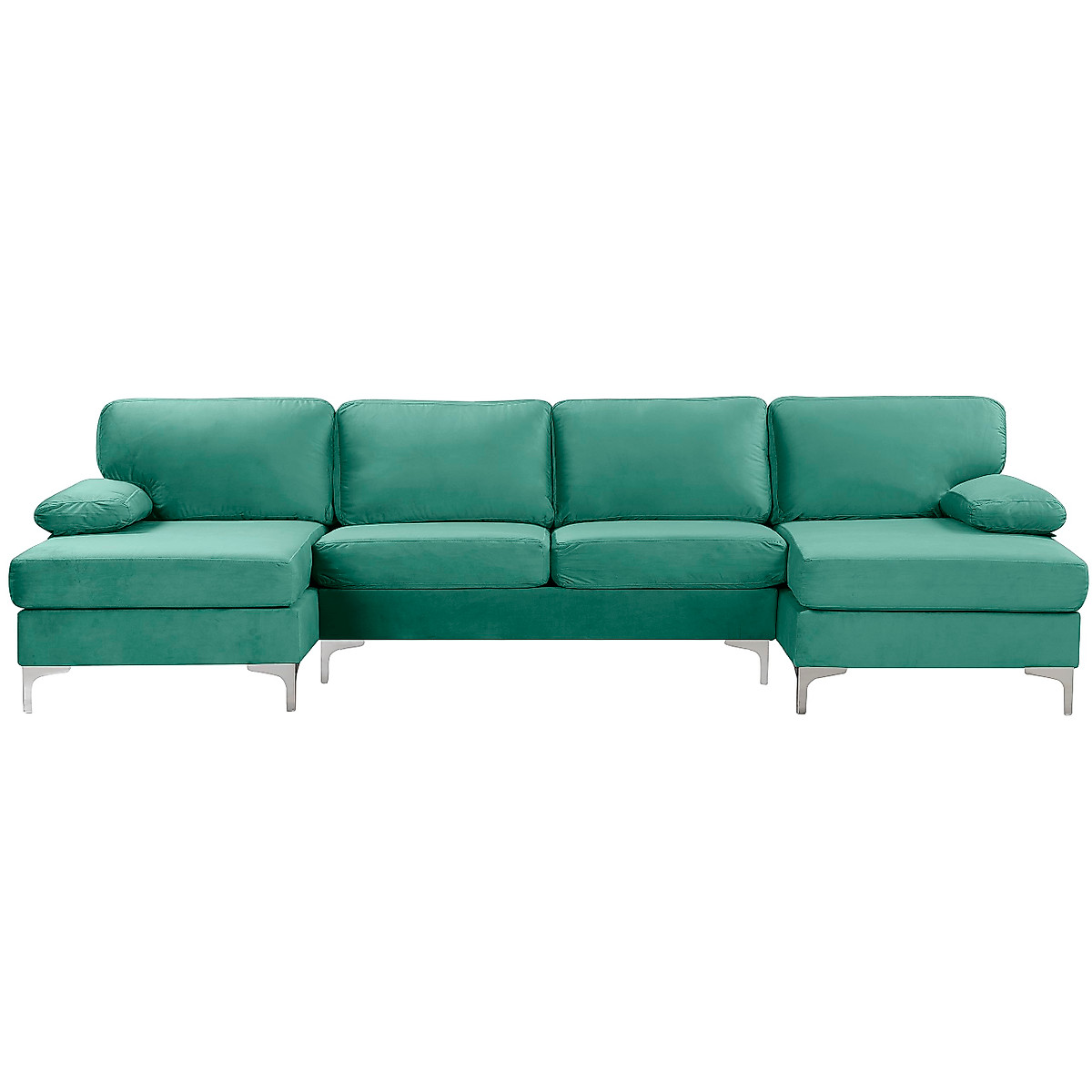 Casa AndreaMilano Modern Large Velvet Fabric U-Shape Sectional Sofa, Double Extra Wide Chaise Lounge Couch