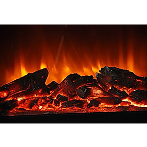 LifeSmart LifePro 1500 Watt Electric Infrared Quartz Fireplace Heater for Indoor Use with 3 Heating Elements and Remote, Faux Stone & Oak Wood