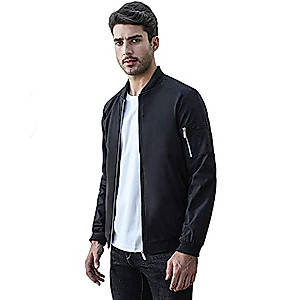 sandbank Men's Slim Fit Lightweight Softshell Flight Bomber Jacket Coat (US XS, Black #2)