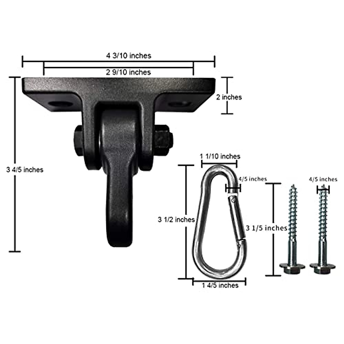 ABUSA Heavy Duty Black Swing Hangers Screws Bolts Included Over 5000 lb Capacity Playground Porch Yoga Seat Trapeze Wooden Sets Indoor Outdoor 2 Pack