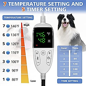 Wall Essential Pet Heating Pad for Cat Dog Electric Heated Pad Pet Warming Bed Mat with Timer Adjustable Temperature Electric Pet Heated Bed Mat with Cover