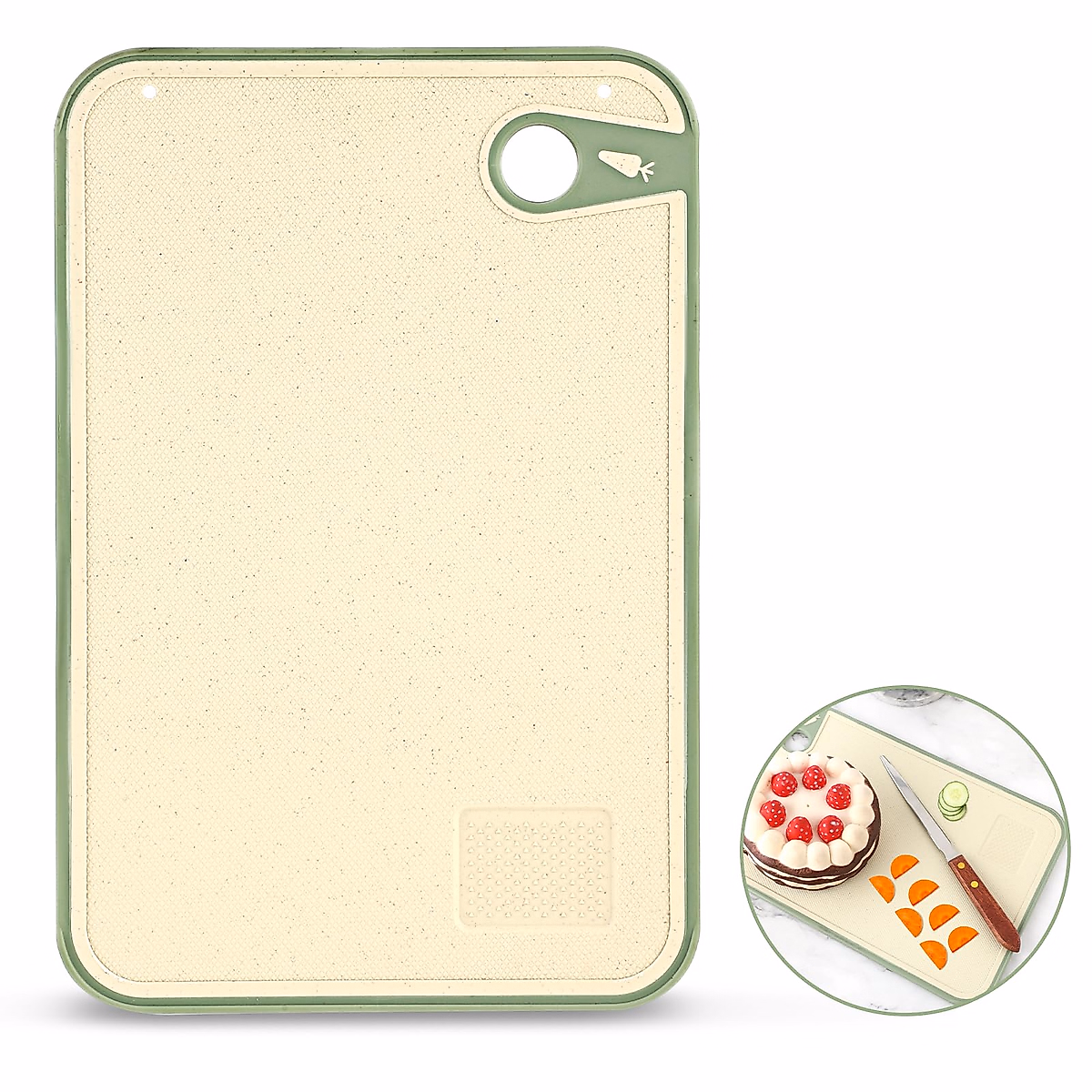 COMNICO Cutting Board Classic Thick Small Plastic Non Slip Reversible Kitchen Chopping Block Dishwasher- Safe With Handle Groove for Meat Vegetables, 12.60×8.46 Inches, White