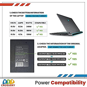 Dell 240W AC Adapter for Alienware Laptop Charger 240W Dell 180W Power Supply Adapter for Dell G3 G5 G7 G15 240W Charger Alienware M15 M17 M17x x51 Dell Alienware 17 15 13 R1 R2 R3 R4 R5 Charging Cord