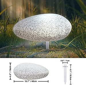 uuffoo Solar Garden Lights Outside Solar Lights Color-Changing with Remote Control Waterproof Glowing Cobblestone Shape Night Light for Garden Patio Lawn Pool Party(40 * 16CM)