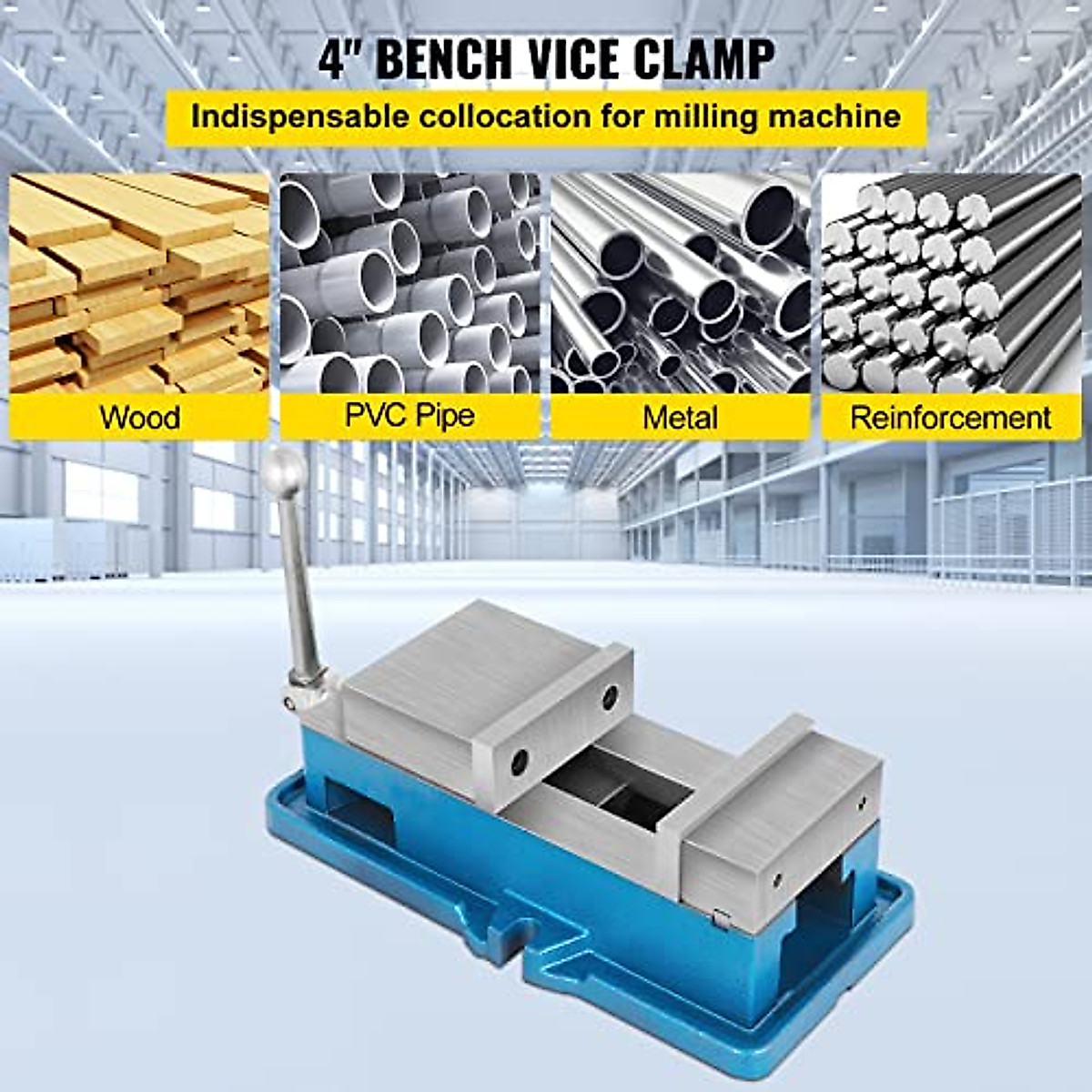 Happybuy 4 Inch ACCU Lock Down Vise Precision Milling Vise 4 Inch Jaw Width Drill Press Vise Milling Drilling Machine Bench Clamp Clamping Vice(4")