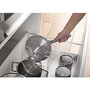 Yamazaki 3965 Under-Sink Extendable Pot Lid & Frying Pan Stand, White, Approx. W 17.7-32.3 x D 7.9 x H 6.9 inches (45-82 x 20 x 17.5 cm), Plate, Kitchen Storage, Handle Rest