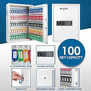 Barska Digital Electronic Keypad Lock Wall Mount Key Cabinet Safe - Ideal for Home Hotels Schools & Businesses