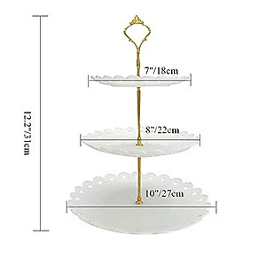2 Set of 3-Tier Cupcake Stand Fruit Plate Cakes Desserts Fruits Snack Candy Buffet Display Tower (White)