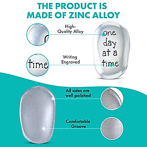 Quadow Thumb Stones ONE Day at A TIME Inspirational Gift Soothing Worry Stone Friend Family Affirmation AA
