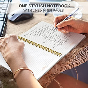 ZICOTO Aesthetic Spiral Notebook Journal For Women - Cute Abstract 10.5" x 8.5" College Ruled Notebook With Large Pockets, Lined Pages and Hardcover - Perfect to Stay Organized at Work or School