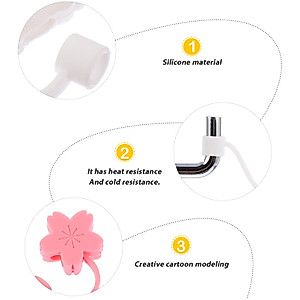 ABOOFAN Silicone Straw Tips Cover 6Pcs Straw Covers Cap Reusable Drink Straw Caps Tips Lids Cute Straw Plug Straw Protector Straw Toppers for 6mm Straws